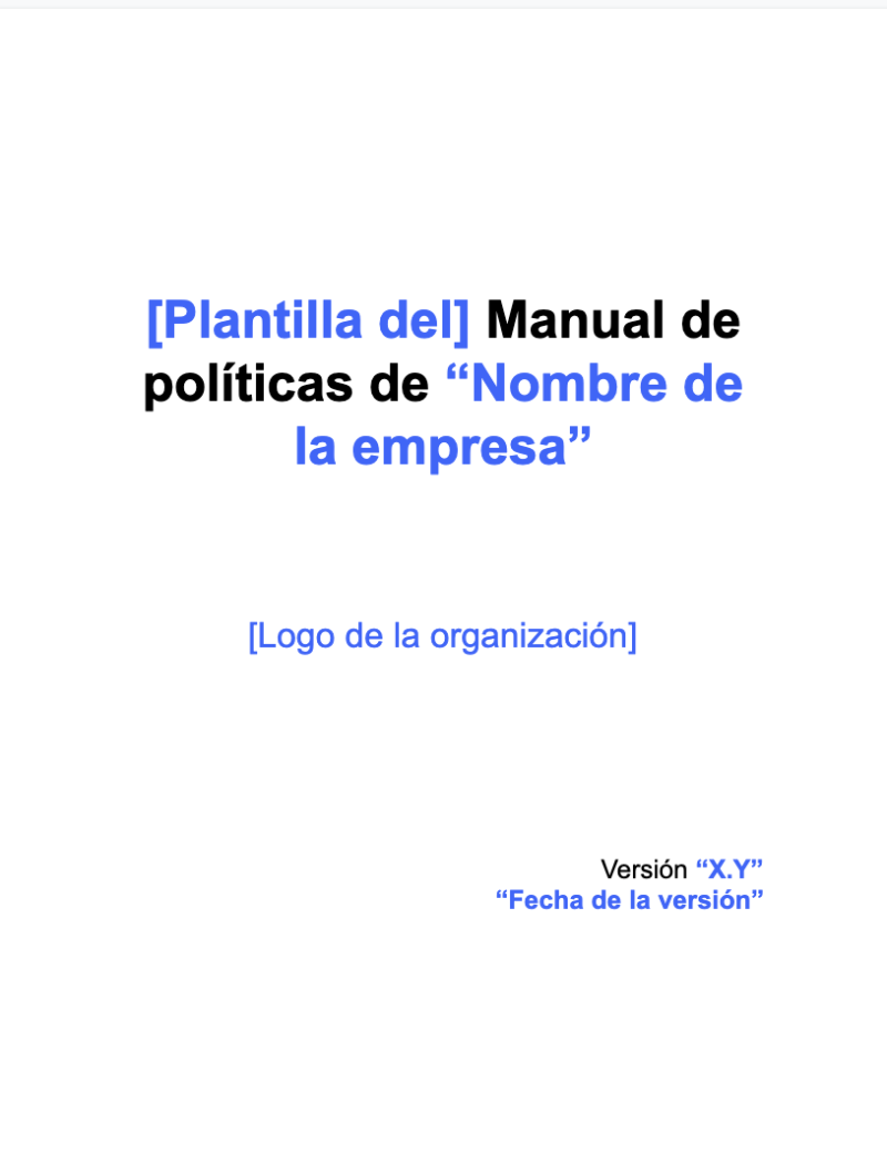 Plantilla Manual de Procedimientos