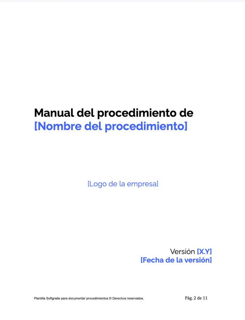 Plantilla Manual de Procedimientos