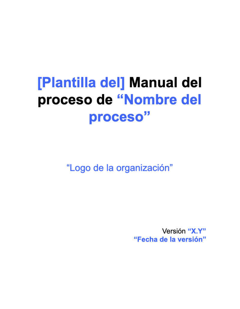 Plantilla Manual de Procedimientos